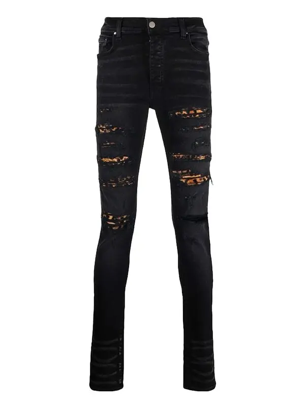 Amiri Mx1 Mid-rise Skinny Jeans - Black/leopard Print