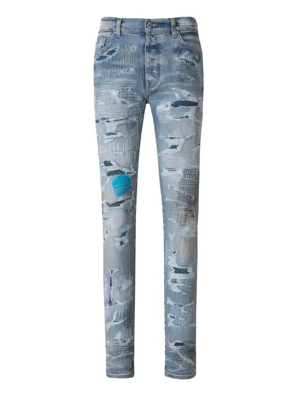 Amiri Distressed Mid-rise Jeans - Blue