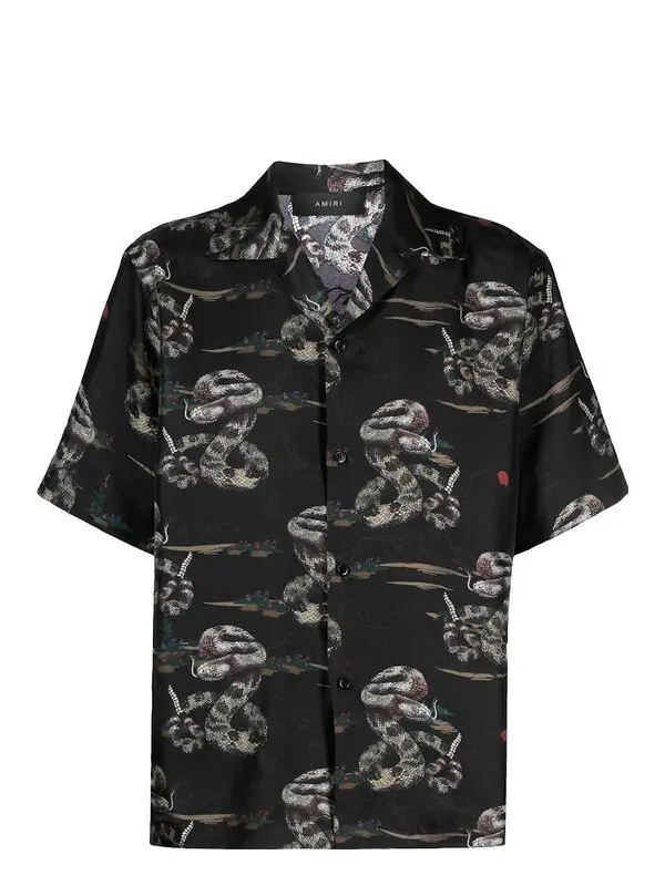 Amiri Snake Silk Shirt - Black