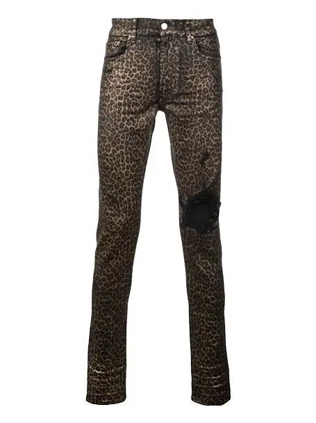 Amiri Foil Broken Leopard Jean - Brown