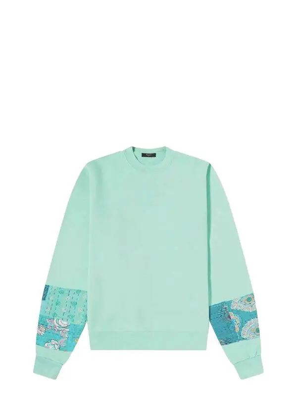 Amiri Patchwork Quilt Crewneck Sweatshirt - Mint