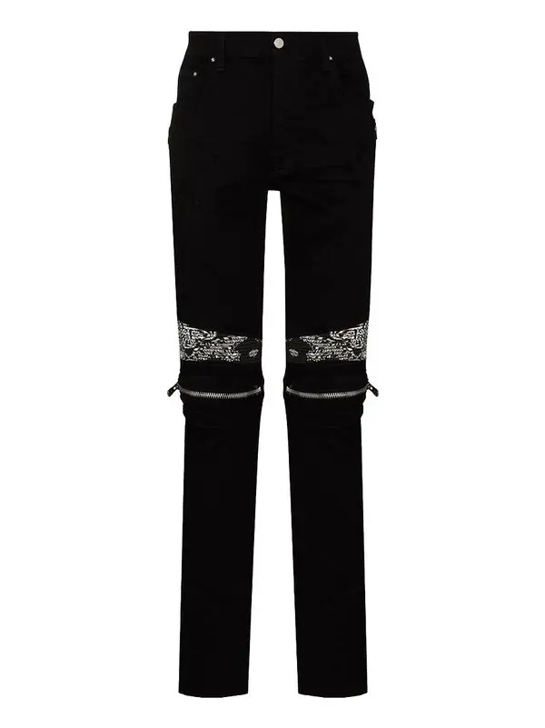 Amiri Mx2 Bandana Zip Knee Skinny Jeans - Black