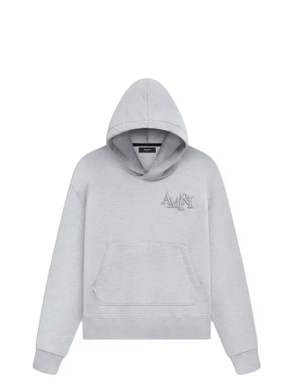Amiri Logo Staggered Hoodie - Heather Grey