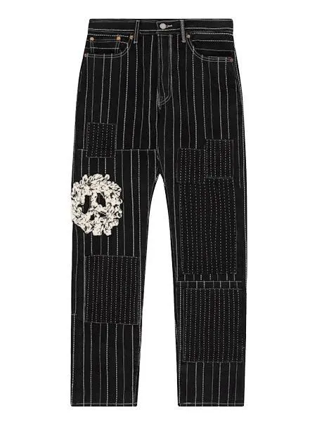 DENIM TEARS Peace Patchwork 501 Pant - Black