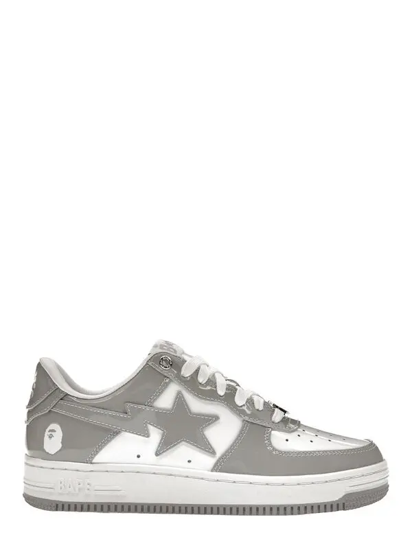 BAPE A Bathing Ape Sta Patent Leather Sneakers - White/grey