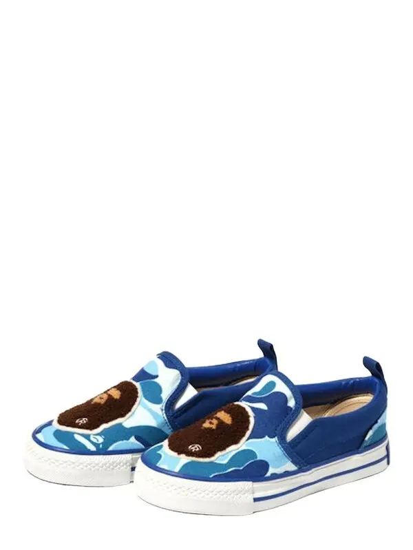 A BATHING APE Ape Head Slip-on Sneakers - Blue/green/white