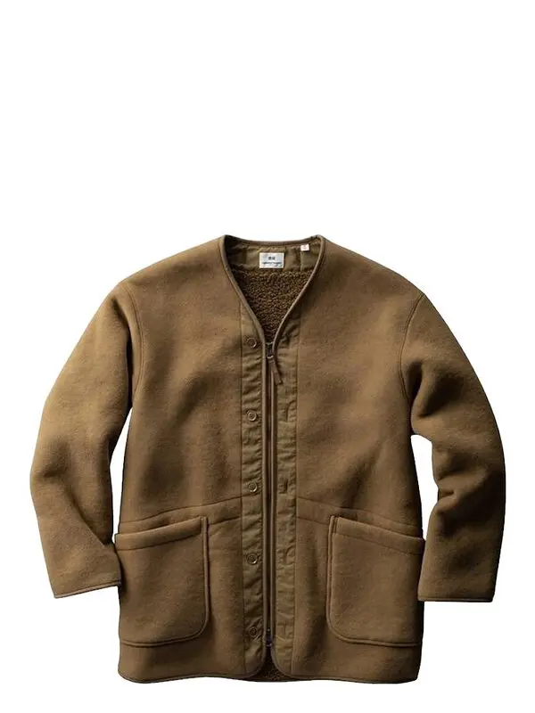 Uniqlo X Engineered Garments Fleece Collarless Coat - Brown