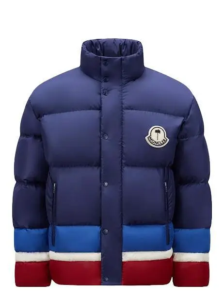 Moncler X Palm Angels Denneny Short Down Jacket - Blue/burgundy/white