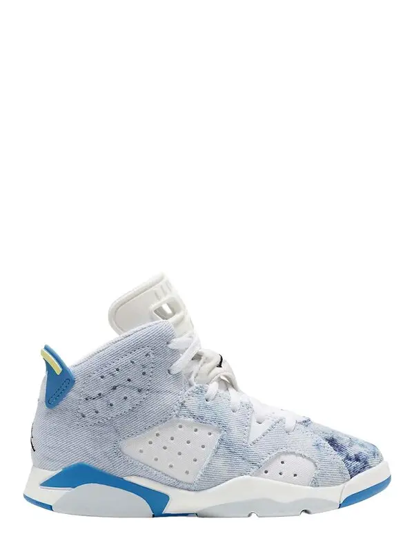 JORDAN 6 Retro Washed Denim Sneakers - White/dutch Blue/citron