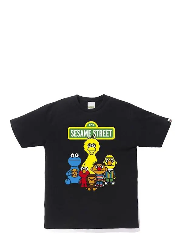 A BATHING APE X Sesame Street Characters Tee Shirt #1 - Black