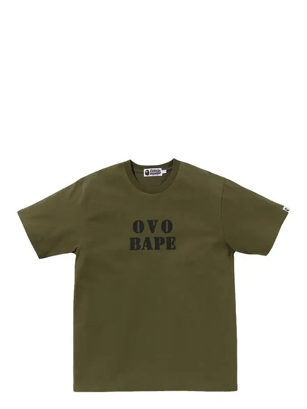 A BATHING APE X Ovo Stencil Logo Tee Shirt - Olivedrab Green