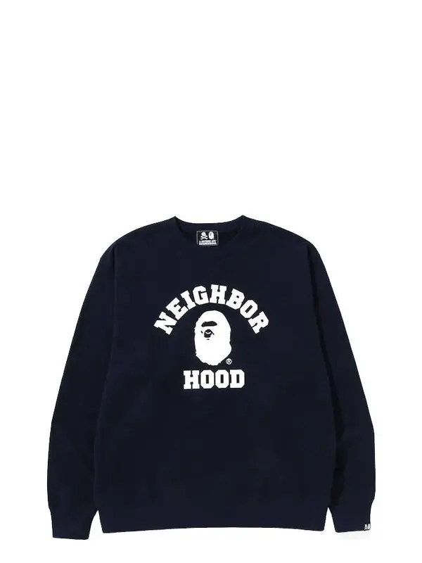 BAPE X Neighborhood Relaxed Fit Crewneck Sweatshirt - Navy Blue