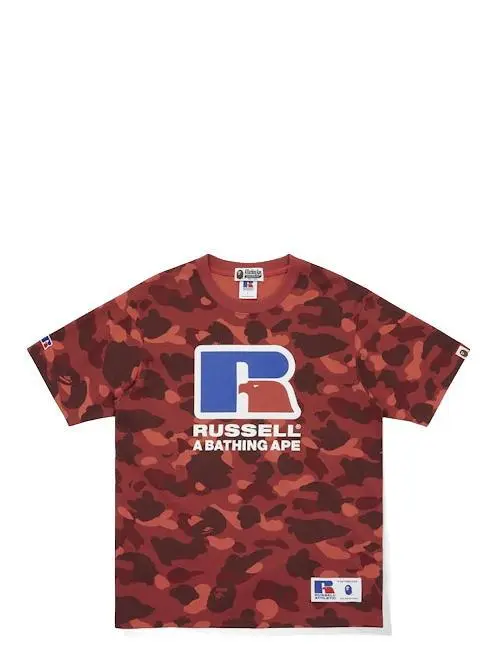 A BATHING APE X Russell Camo Tee Shirt - Red