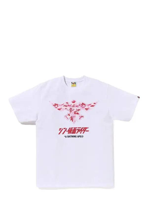 A BATHING APE X Shin Kamen Rider Shocker Emblem Tee Shirt - White Pink