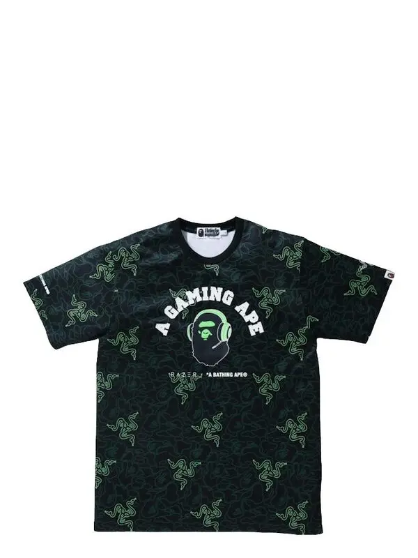 A BATHING APE X Razer Neon Camo Team Tee Shirt - Green