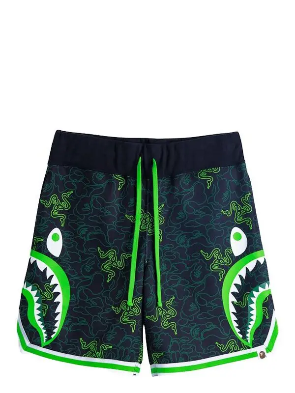 A BATHING APE X Razer Neon Camo Basketball Sweat Shorts - Black Green