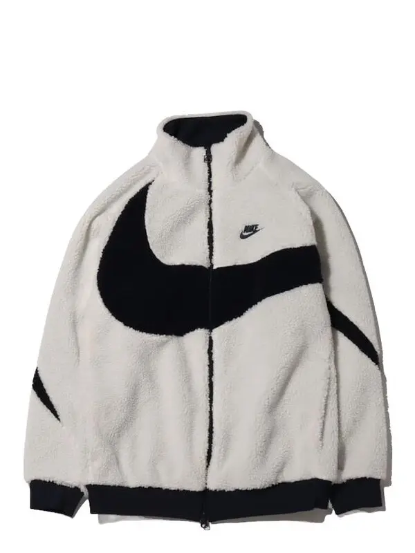 Nike Big Swoosh Reversible Boa Jacket - White/navy Blue/black