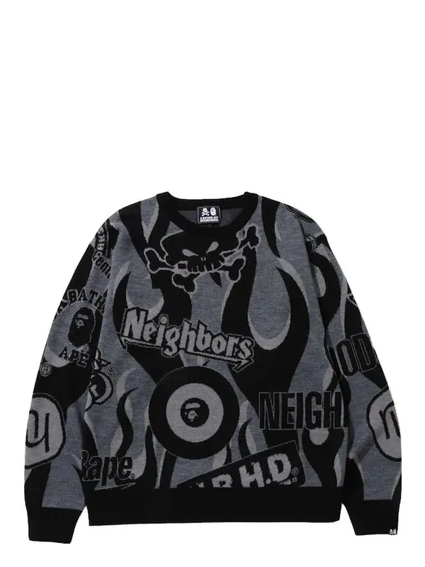 A BATHING APE X Neighborhood Relaxed Fit Knit Sweater - Black