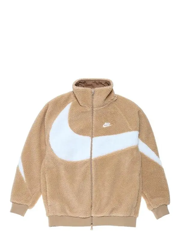 Nike Big Swoosh Reversible Boa Jacket - Hemp White