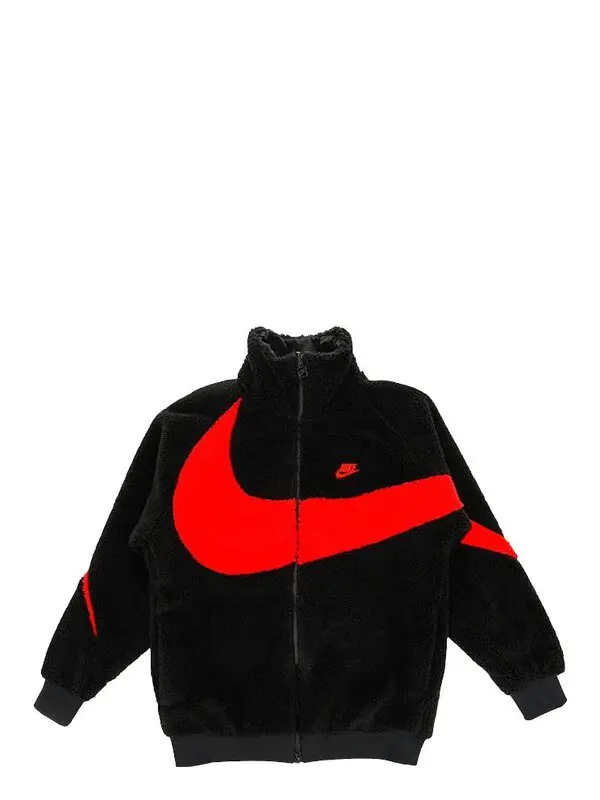 Nike Big Swoosh Reversible Boa Jacket - Black Chili Red