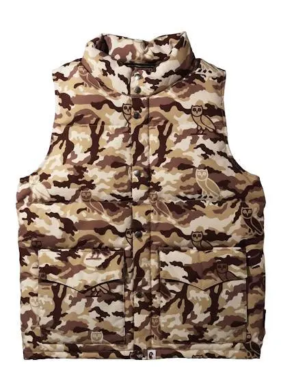 BAPE X Ovo Woodland Camo Down Vest - Beige