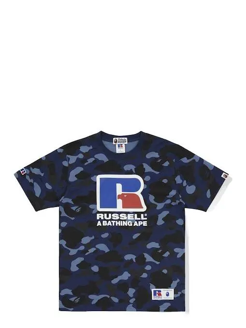 A BATHING APE X Russell Camo Tee Shirt - Blue