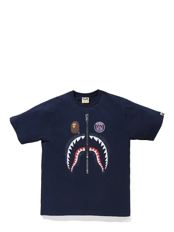 A BATHING APE X Psg Shark Tee Shirt - Navy Blue