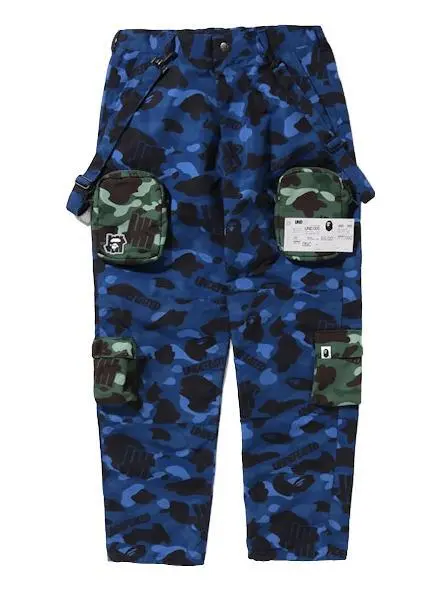 A BATHING APE X Undefeated Camo Pouch Pocket Pants - Navy Blue