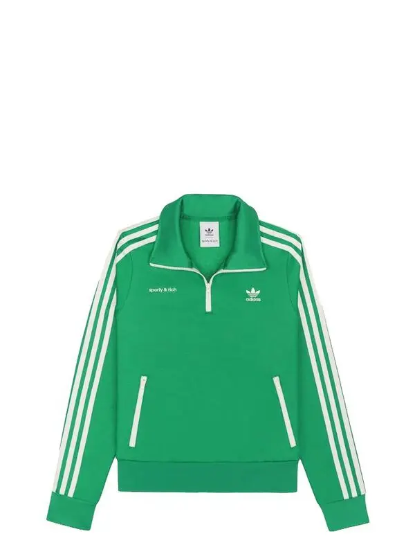 SPORTY & RICH X Adidas Quarter Zip Track Jacket - Jolly Green/cream