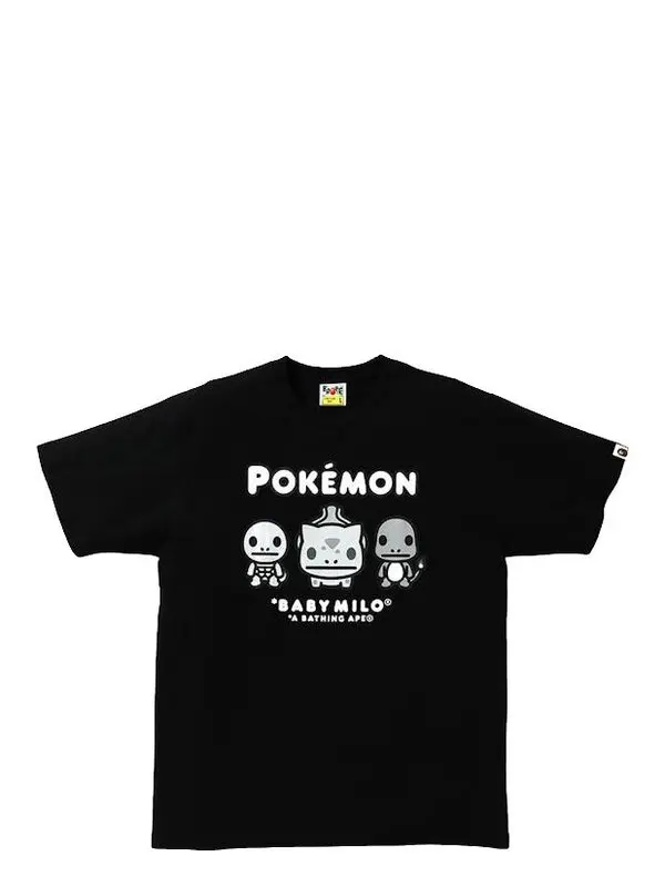 A BATHING APE X Pokemon Monotone Starters Tee Shirt #3 - Black