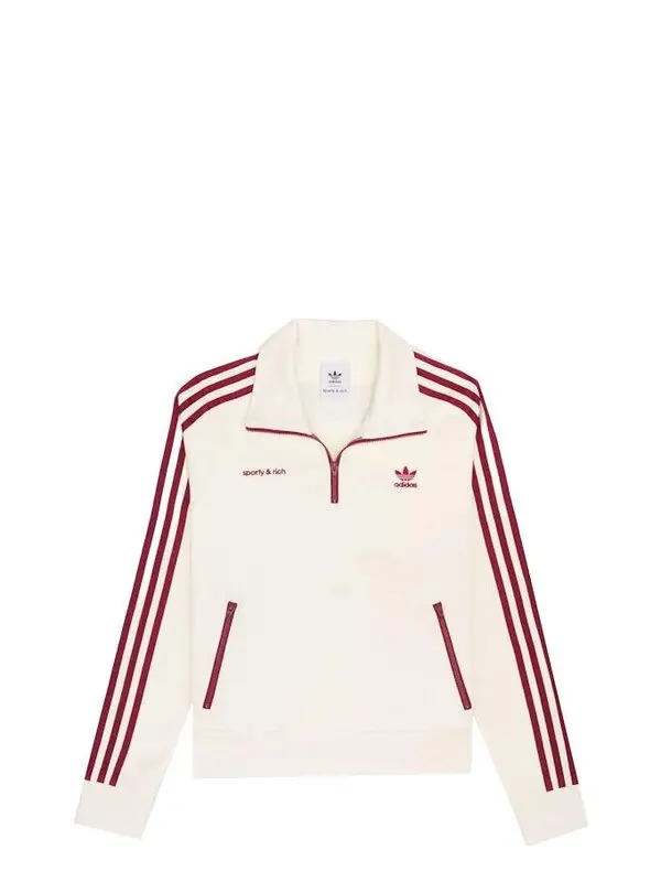 SPORTY & RICH X Adidas Quarter Zip Track Jacket - Cream/merlot