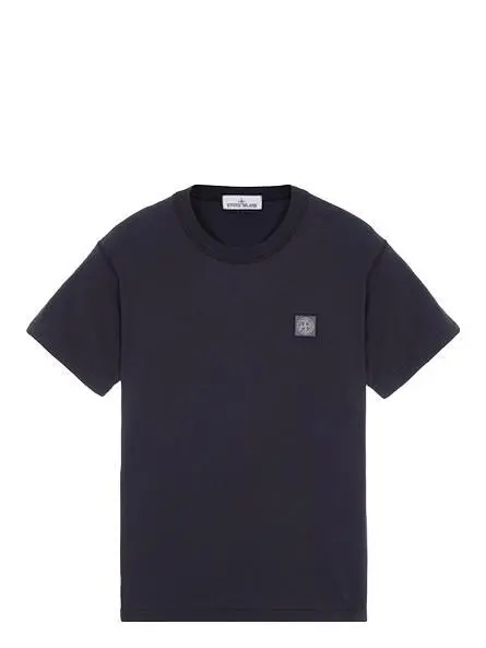 Stone Island 23757 Organic Cotton Fissato Effect T-shirt - Navy Blue