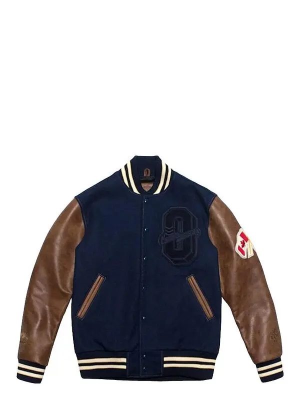 OVO X Roots October Varsity Jacket - Navy Blue
