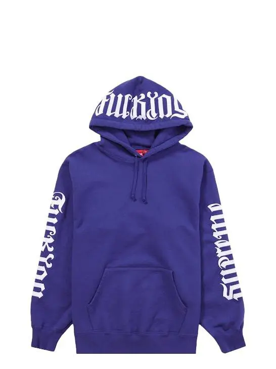 Supreme Ambigram Hooded Sweatshirt - Washed Navy Blue