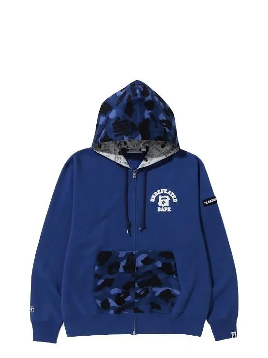 BAPE X Undefeated Camo Relaxed Zip Hoodie - Navy Blue