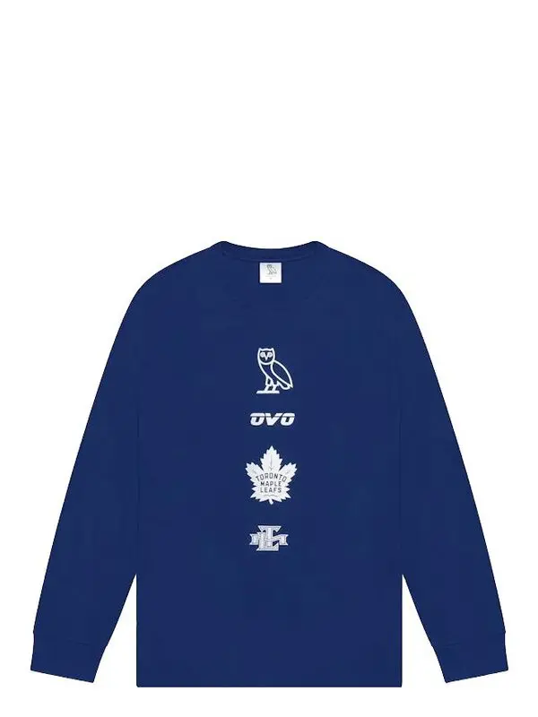 OVO X Toronto Maple Leafs Banner Longsleeve T-shirt - Blue