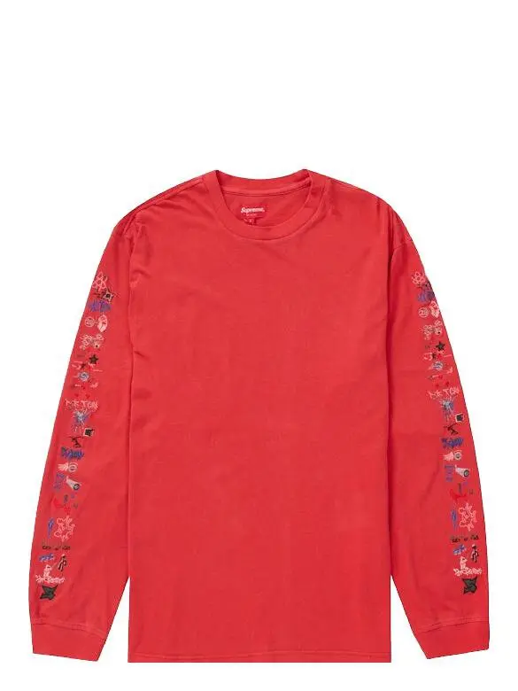 Supreme Aoi Icons Long Sleeve Top - Washed Red