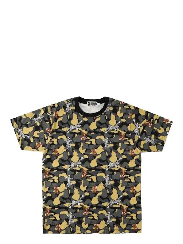 A BATHING APE X Tom And Jerry Camo Madison Avenu Tee Shirt - Beige