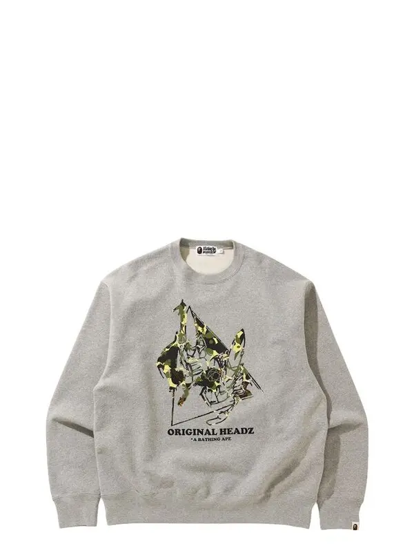 BAPE X Unkle Pointman Logo Relaxed Crewneck Sweatshirt - Grey