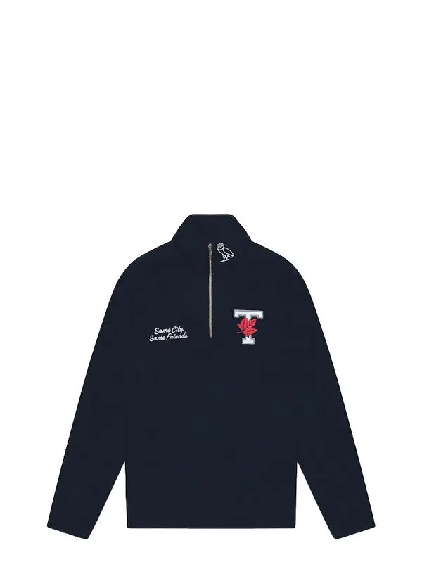 OVO X University Of Toronto Quarter Zip Sweatshirt - Navy Blue