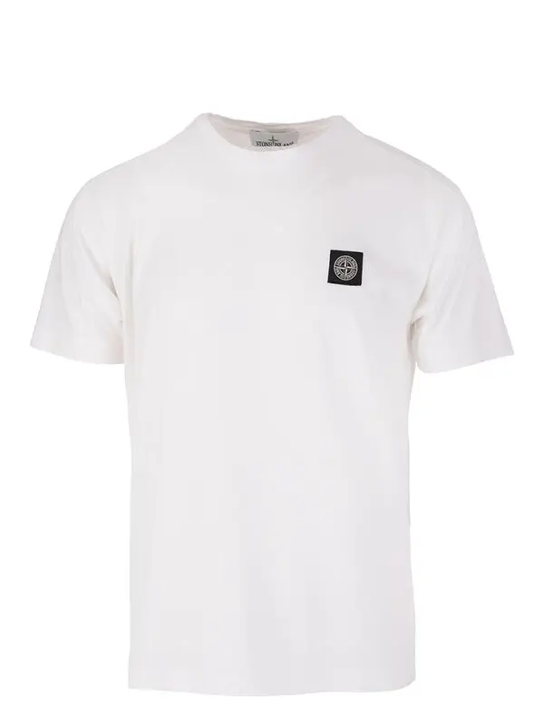 Stone Island 24113 60/2 Cotton Jersey Garment Dyed T-shirt - White