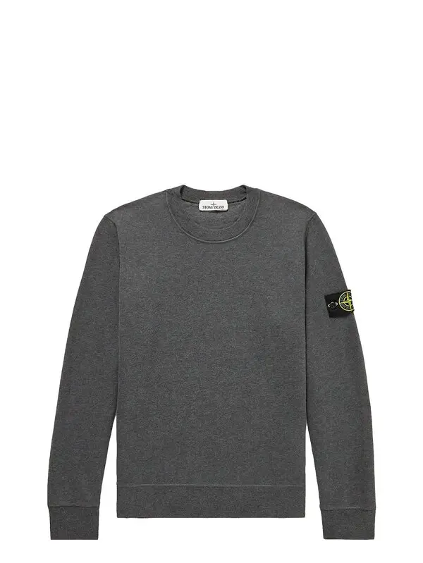 Stone Island 63020 Brushed Cotton Fleece Crewneck Sweatshirt - Dark Gray