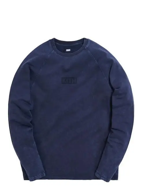 Kith Johnson Crystal Wash Baby Terry Long Sleeve Tee Shirt - Obsidian Navy Blue