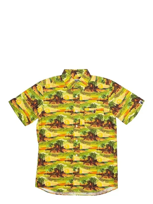 A BATHING APE X Undefeated Island Woven Shirt - Green
