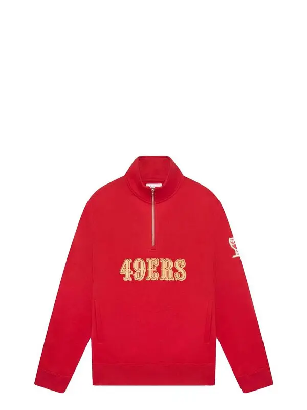 OVO X Nfl San Francisco 49ers 1/4 Zip Mock Neck - Red