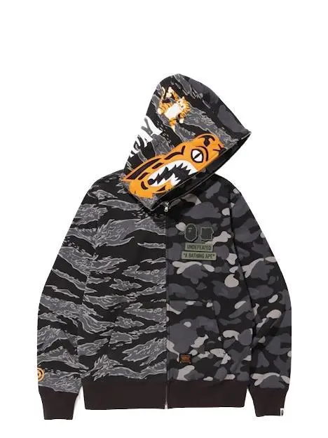 BAPE X Undefeated Tiger Shark Half Zip Hoodie - Black