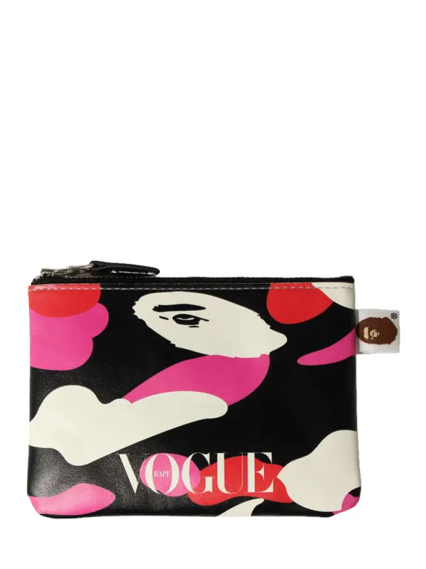 A BATHING APE Vogue Camo Leather Pouch - Black Pink White