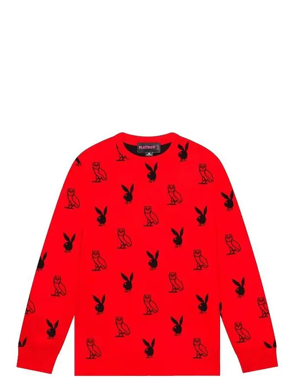 OVO X Playboy Intarsia Sweater - Red