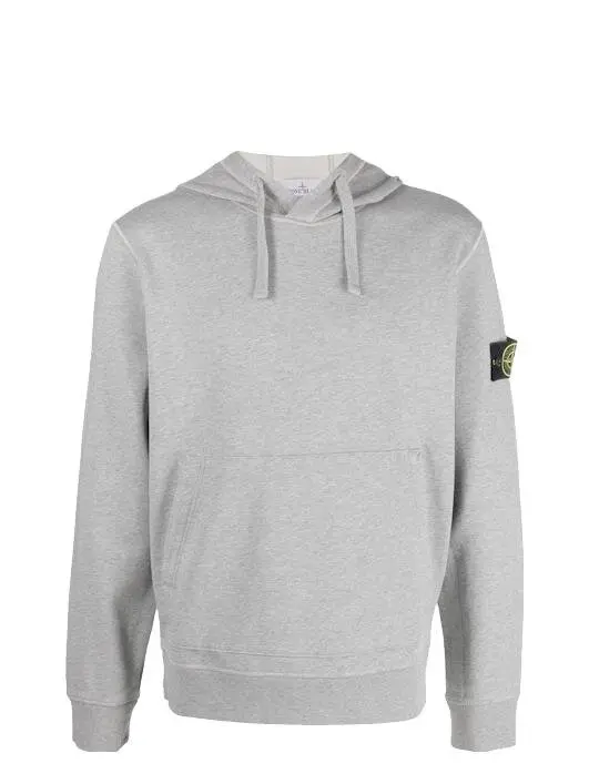 Stone Island 64151 Felpa Drawstring Hoodie - Dust Melange Grey
