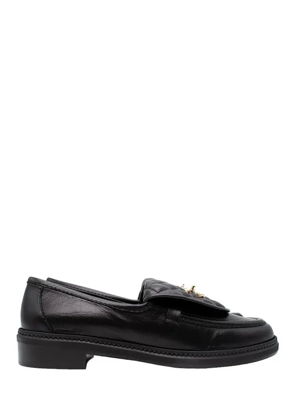 Chanel Quilted Leather Tab Loafer - Black